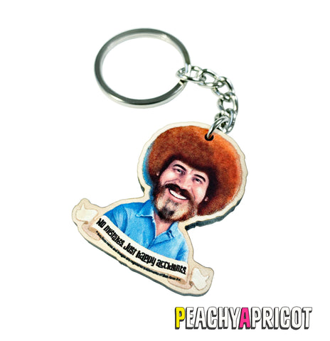 Bob Ross - Happy Accidents Keychain| PeachyApricot