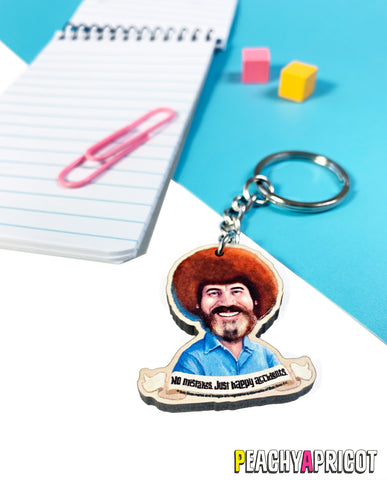 Bob Ross - Happy Accidents Keychain| PeachyApricot