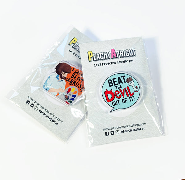 Bob Ross Beat The Devil Pin Set | PeachyApricot